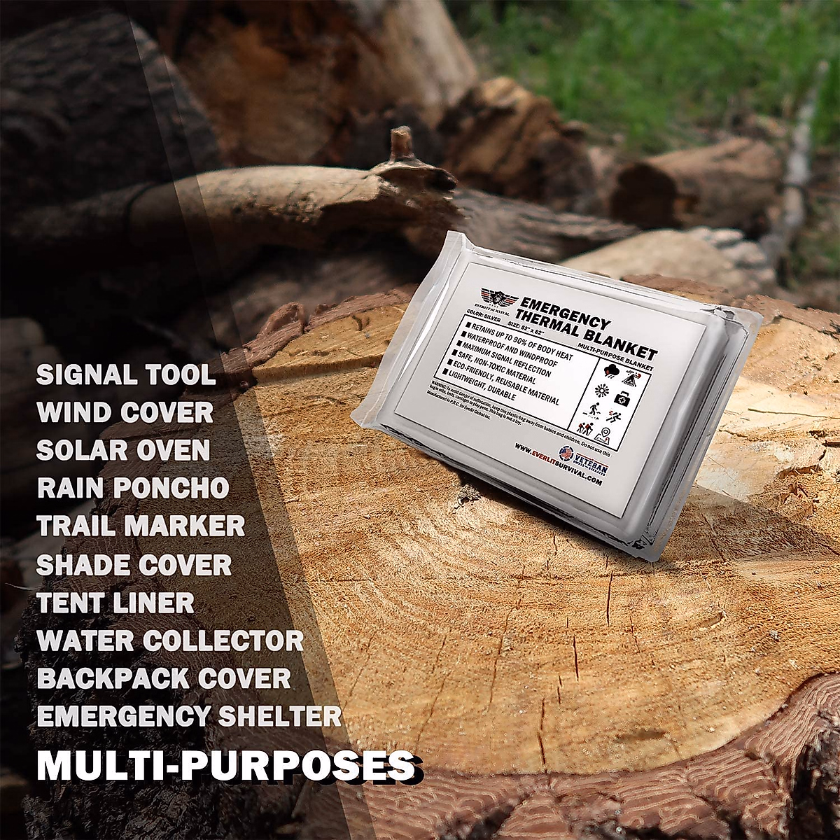 EVERLIT Survival Emergency Mylar Thermal Blanket, Foil Space Blanket Designed for NASA, Body Warmer Blanket for Outdoor, First Aid, Camping Gear, Hiking Travel (Silver, 12 Pack)