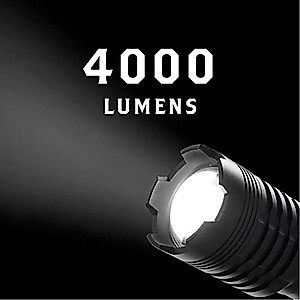 Scipio Tactical Rechargeable LED Flashlight - 4000 Lumens with Glass Breaker and Bright Light