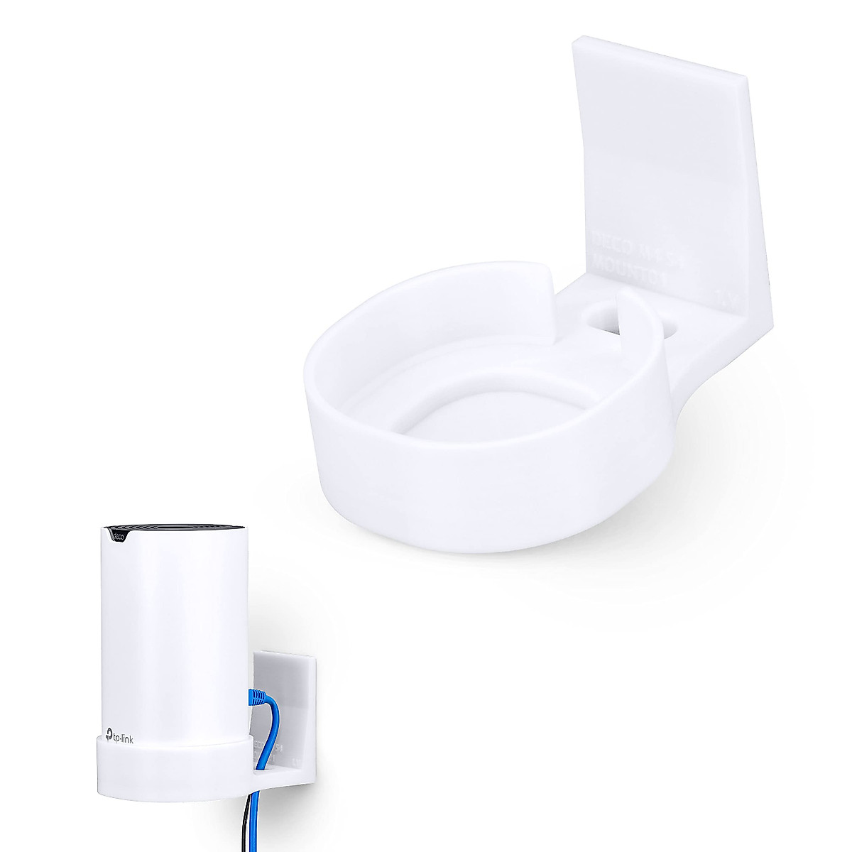 Adhesive Deco M4 & S4 Wall Mount Holder for TP Link WiFi Mesh, Strong VHB Tape Bracket, No Screws, Drilling & No Tools Needed, Easy to Install, White by Brainwavz (Single)