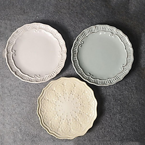 PacuM ?Kitchen Dinner Plates Sets Plate Ceramic Household Dishes Breakfast Lunch Dinner Afternoon Tea Steak Household Commercial Kitchen Fruit Tray Ceramic Flat Plates Set (Color Plate