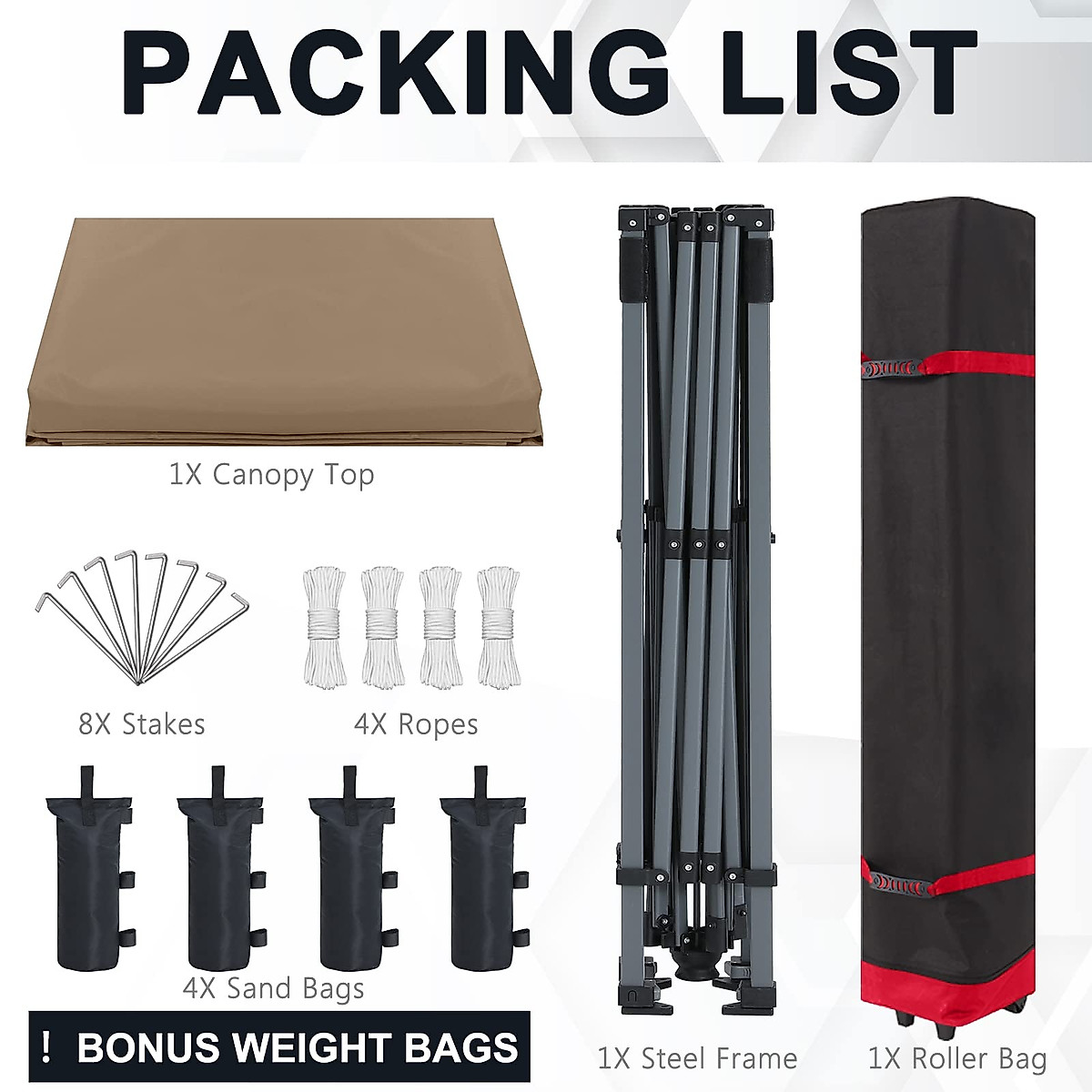 COOSHADE Durable Easy Pop Up Canopy Tent 12x12Ft(Khaki)