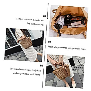 VALICLUD 1pc with Shopping Girls Beach Travel Single Crochet Bags Purses Women- Rattan Woven Cross- Clutch Body Straw for Cross-body Crossbody Storage Shoulder Bag Large Zipper Tote