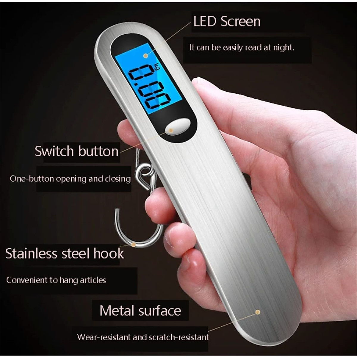 Luggage Scale 50kg/110LB, TXY Portable LCD Display Electronic Scale Weight Balance Suitcase Travel Bag Hanging Steelyard Scale Tool with Hook