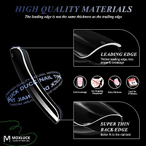 Moxluck Full Cover Duck Nail Tips,Clear Curved False Nail Tips 120Pcs Duck Acrylic Nails, Wide Short French Fake Nails For Extensions Home DIY Nail Tips Art 12 Sizes