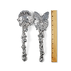 Arthur Court Designs Aluminum Metal Butterfly Salad Serving Set Garden Inspired Heavy Quality Amazing Detail 11 inch Long
