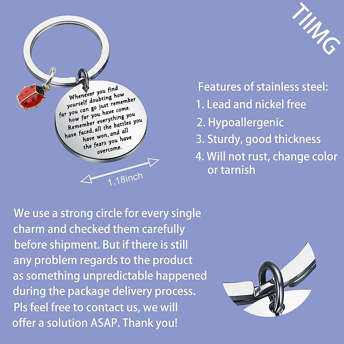 TIIMG Ladybug Inspirational Keychain Ladybug Lover Gifts Good Luck Gifts For Friend Best Friend (Ladybug whenever)