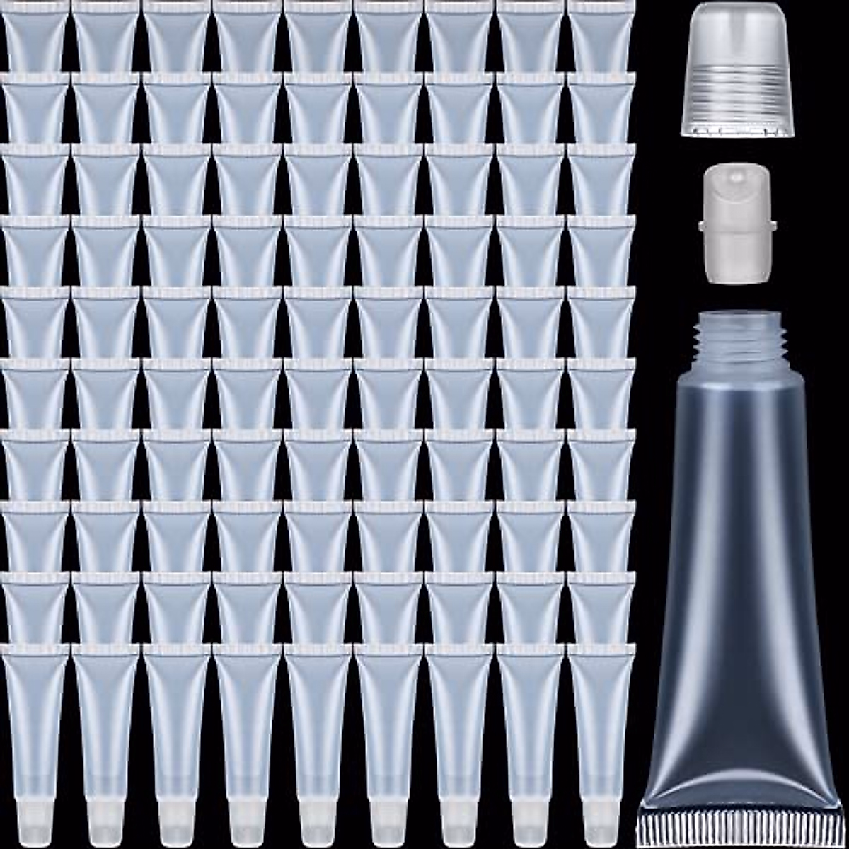 Nuanchu 200 Pcs 13ml Refillable Empty Lip Gloss Tubes Clear Cosmetic Containers Soft Tube for Travel Toiletries Cosmetic Makeup