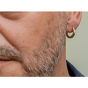 14K Yellow Gold Thick Tube Hoop Earrings w/Click-Down Clasp, (3mm Tube) (16mm)