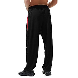 ZEROWELL Men’s Athletic Pants with Zipper Pockets Open Bottom Lightweight Sweatpants, for Workout, Running, Gym, Training (1224-Black XL)