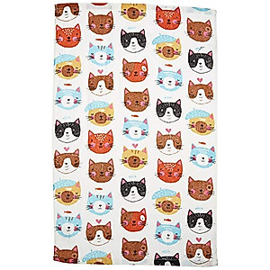 Kay Dee R3820 Designs Crazy Cat Terry Kitchen Towel, 16" x 26", Various, White, Multicolor