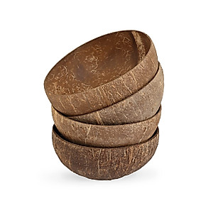 CEREM Coconut Bowl with Wooden Spoon and Fork Handmade Kitchen Utensils for Fruit Salad Dessert Smoothie Breakfast Party Meals Serving Home Decor, Natural 1 Set