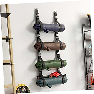 Levemolo 2pcs Wall-Mounted Storage Rack Utility Blaclight Storage Shelves Garage Wall Strap Hanging Storage Straps Wall Storage Strap Garage Storage Rack Polyester Black