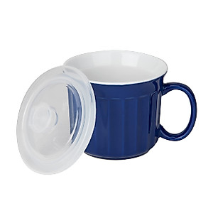 Mind Reader Soup Mug with Vented Lid, Microwave Dishwasher Safe, Soup Bowls, Large, Ceramic, 6.3" L x 5.04" W x 4.13" H, Black