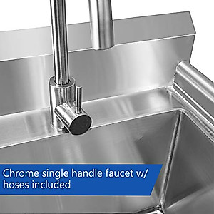 Stainless Steel Prep & Utility Sink With Faucet - 1 Compartment Commercial Kitchen Sink - NSF Certified - Single 18" x 16" Inner Tub (Restaurant, Kitchen, Laundry, Garage)