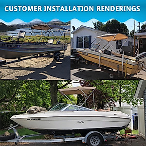 Naviskin Pacific Blue 4 Bow 8'L x 54" H x 91"-96" W Bimini Top Cover includes Mounting Hardwares,Storage Boot with 1 Inch Aluminum Frame