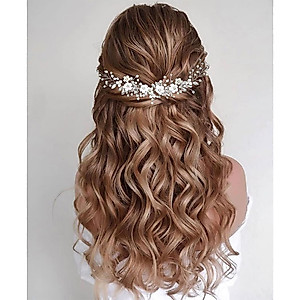 GORAIS Flower Bride Wedding Hair Vine Crystal Bridal Headpieces Pearl Hair Accessories for Women and Girls (A-Silver)