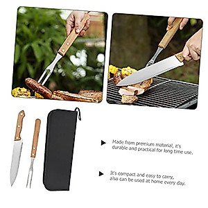 YARNOW 2 Sets Barbecue Knife and Fork Tools Knife Kit Outdoor Dinnerware Food Grill Travel Utensil Barbecue Kitchen Fork Grilling Accessories Kit Barbecue Tool Forks BBQ Tools BBQ Fork