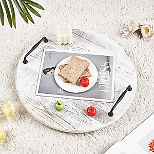 Wooden Lazy Susan for Table Turntable Organizer 18 Inch Large Lazy Susan Whitewashed Wood Serving Tray for Pantry Cabinet Countertop Round Spins Balanced Pine Spice Rack for Kitchen Essentials Storage