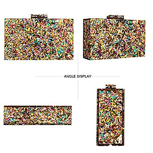 Womens Evening Handbag - Acrylic Square Clutch Purse Colorful Crossbody Bags for Wedding Party (Yellow multi)