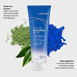 Joico Color Balance Blue Conditioner | For Lightened Brown Hair | Eliminate Brassy Orange Tones | Boost Color Vibrancy & Shine | UV Protection | With Rosehip Oil & Green Tea Extract | 8.5 Fl Oz