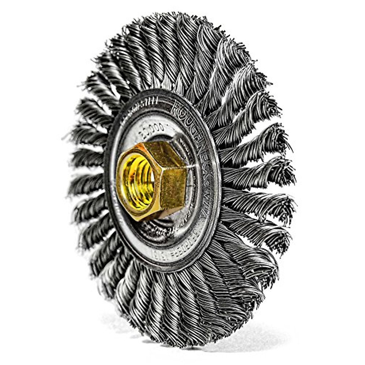 Weiler 13131 ROUGHNECK MAX 4" Stringer Bead Wheel, .020" Steel Fill, 5/8"-11 UNC Nut, Made in the USA