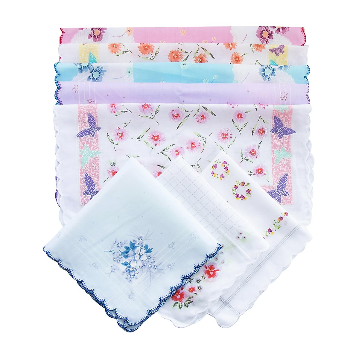 La closure Women's 100% Cotton Handkerchiefs Print Floral Handkerchief Assorted Pack