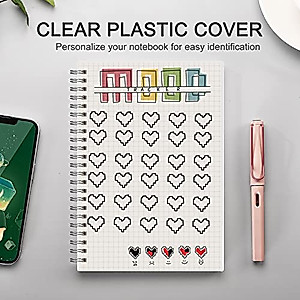 AHGXG Graph Paper Notebook Spiral 3 Pack - A5 Grid Notebook 5.7"x 8.3", Thick 100gsm Graph Grid Paper, 80 Sheets, Transparent Hardcover Journals for School Supplies, Office, Writing, Drawing