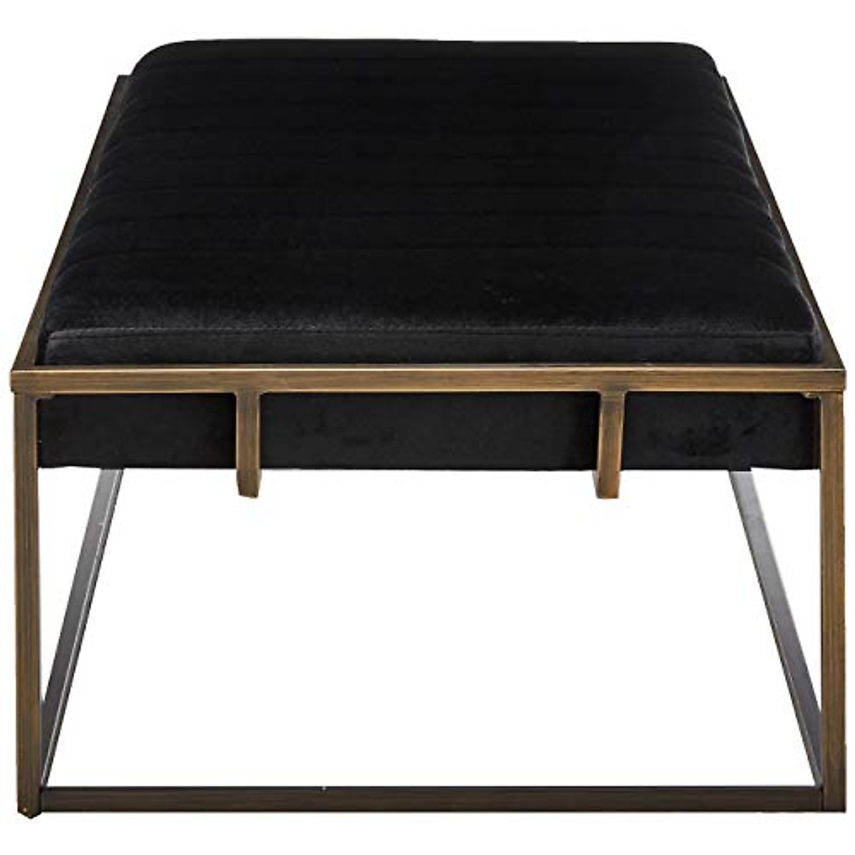 Christopher Knight Home Vassy Modern Velvet Ottoman Bench with Brass Finish, Black