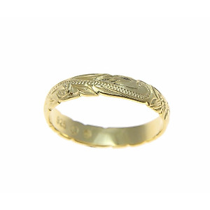 Arthur's Jewelry 925 Sterling silver yellow gold plated 4mm Hawaiian scroll cut out edge ring band size 11.5