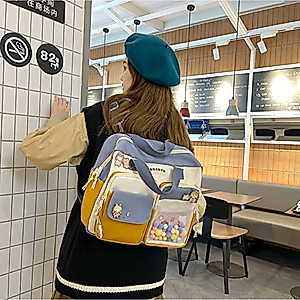 AZLNRMU Kawaii harajuku backpack crossbody bag with 3 pins bubbles teenage daypack gift for birthday Christmas (Yellow) General