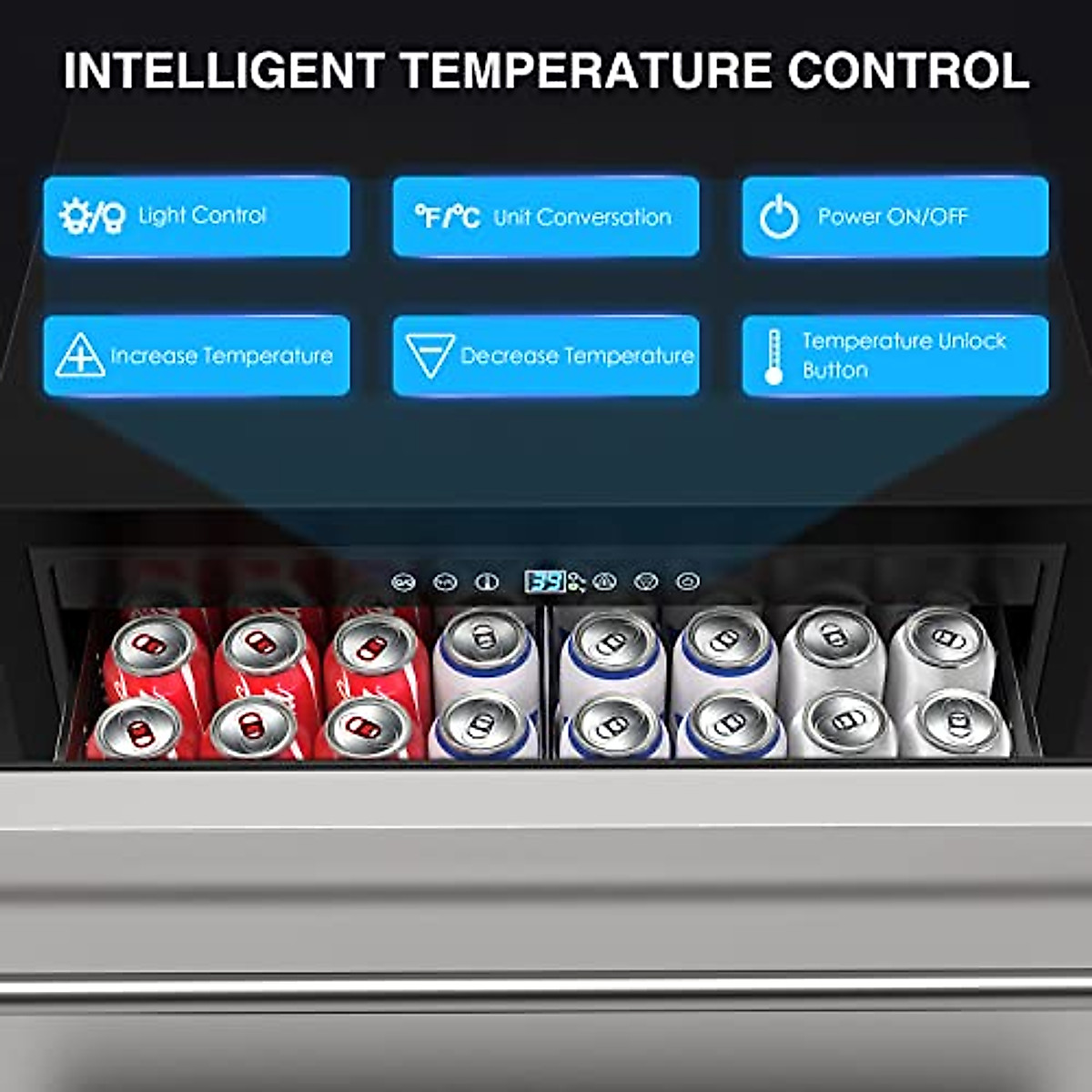 24 Inch Under Counter Double Drawer Fridge, Indoor and Outdoor Beverage Refrigerator, Weather Proof Stainless Steel Beverage Fridge for Home & Commercial Use, Built-in and Freestanding (Foam Door)
