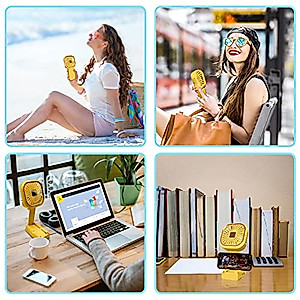 GAITIR Handheld Mini Fan, 3 IN 1 Small Portable Fan, USB Rechargeable Folding Personal Fans with Strong Airflow 2 Speeds, Lanyard, Multi-Functional, 4 Colorful, Foldable Hanging Desk fan