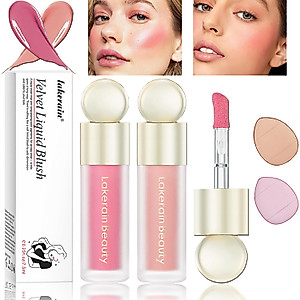 2 PCS Liquid Blush,Beauty Blush Makeup for Long-Lasting,Soft Velvet Liquid Blusher for Cheek,Beauty Blush Makeup for Long-Lasting,Waterproof,With 2 Fingertip Sponge Brush.