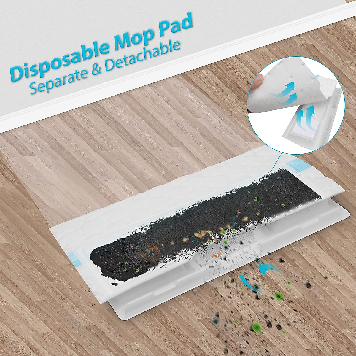 30Pack Split Disposable Replacement Hard Floor Vacuum Vac Mop Pads Refills,Vacmop Replacement Pads For Shark Vacmop VM252 VM205 VM190 VC205,VMP30 Pad Refills,30 Pads Kit with 5 Split Washable Chamber