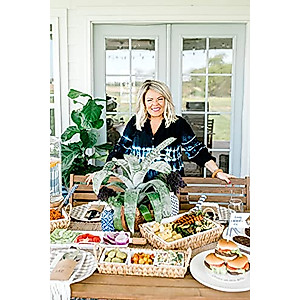 Mud Pie Water Hyacinth Section Server, 5" x 16 1/4", White, Brown