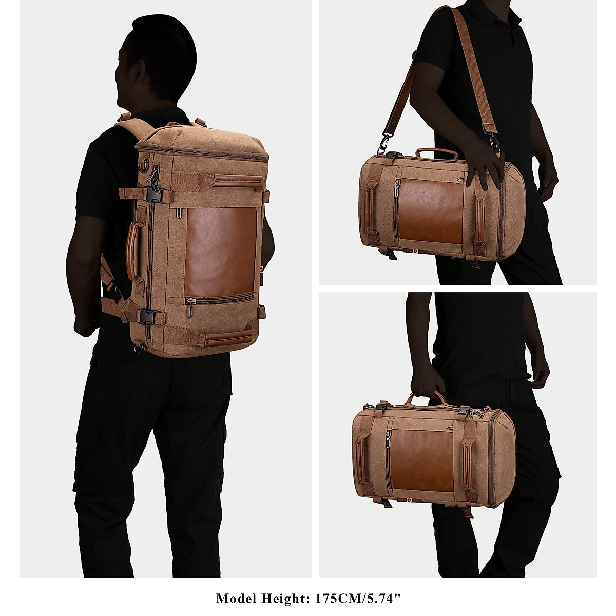 WITZMAN Travel Backpack with USB Charging Port Large Carry On Canvas Backpack Duffel Luggage Fit 17 inch Laptop for Men Women(2063 Light Green)