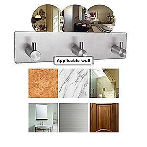 Adhesive Hooks Heavy Duty Stick on Wall Door Waterproof Stainless Steel Hooks for Hanging Coat Hat Towel Robe in Kitchen Bathroom Home Hanging Rack