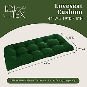 LOVTEX Tufted Bench Cushions for Outdoor Furniture Waterproof, 44 x 19 InchesPatio Swing Cushions Green - Overstuffed Indoor/Outdoor Loveseat Cushions with Round Corner