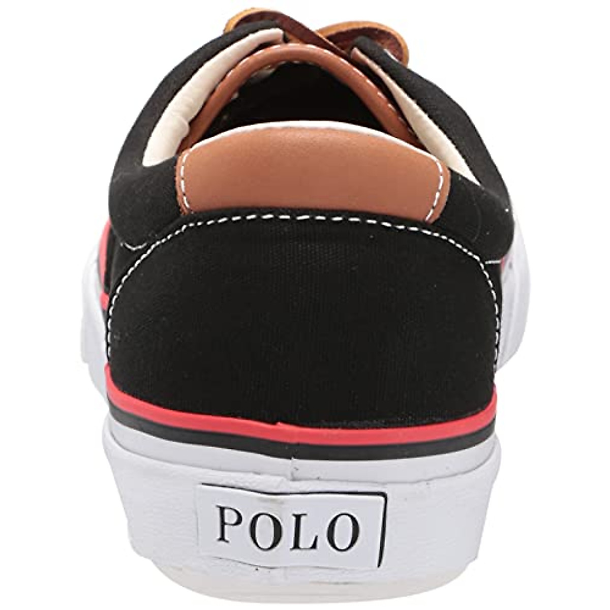 POLO RALPH LAUREN Men's Keaton-Pony Sneaker, Black/RL 2000 RED PP, 13