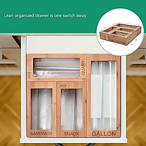 Adelaide Ziplock Bag Storage Organizer For Kitchen Drawer, Bamboo Baggie Holder, Compatible With Ziploc, Solimo, Glad, Hefty For Gallon, Quart, Sandwich And Snack Variety Size Bags(4 Piece Set)