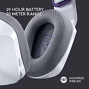 Logitech G733 LIGHTSPEED Wireless Gaming Headset with suspension headband, LIGHTSYNC RGB, Blue VO!CE mic technology and PRO-G audio drivers - White