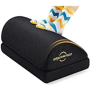 AMERIERGO Adjustable Foot Rest - Office Under Desk Foot Rest with 2 Adjustable Heights, Ergonomic Foot Rest with Non-Slip Bottom, Foot Rest Cushion with Mesh Breathable Washable Cover-AEFR4