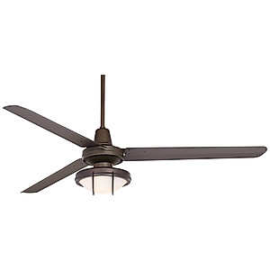 Casa Vieja 60" Casa Turbina Modern 3 Blade Indoor Outdoor Ceiling Fan with Light LED Remote Oil Rubbed Bronze Frosted White Glass Damp Rated for Patio Exterior House Porch Gazebo Garage Barn