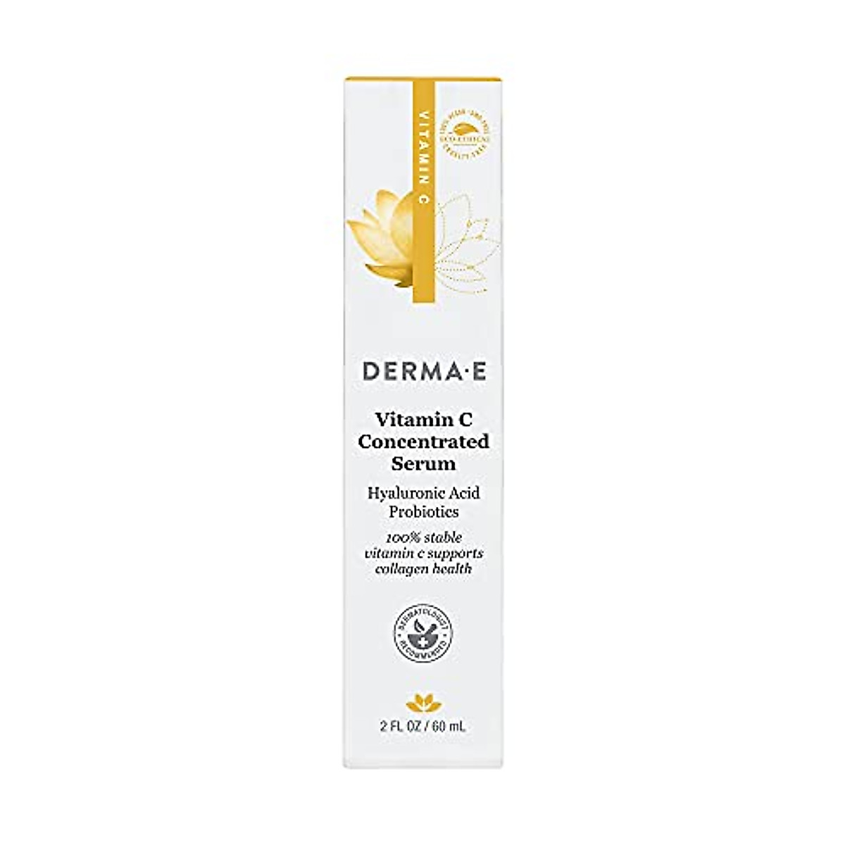 DERMA E Vitamin C Concentrated Serum with Hyaluronic Acid – All Natural, Antioxidant-Rich Concentrated Facial Serum – Firming and Brightening Skin Serum, 2oz