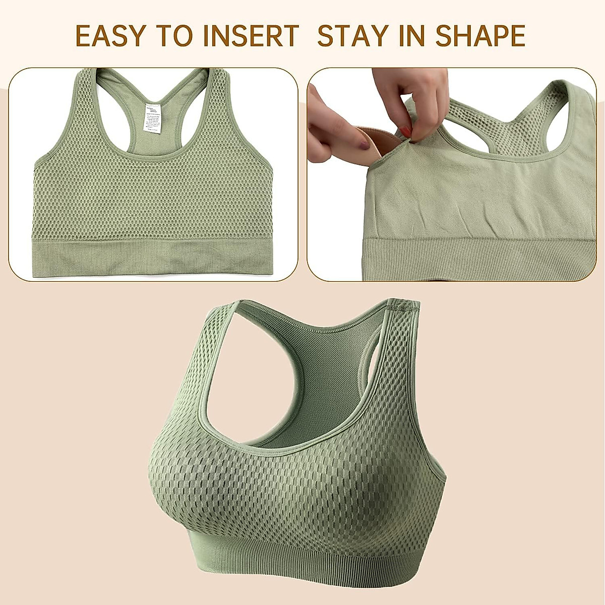 KSang Bra Pads Inserts Breast Enhancer - 4 Pairs Sew in Bra Cups for Sports Bras Swimsuits Bikini Push up Pads Fits A Cup