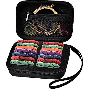 70+ Guitar Pick Holder Case for Fender for D'Addario for ChromaCast for JIM DUNLOP for Acoustic Strings, Guitar Pick Organizer, Capo, String Winder, Bridge Pins, Guitar Player Accessory Kit (Black)