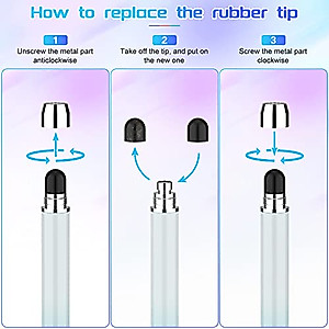 CFDXK Stylus Pens for Touch Screens，3-Pack Capacitive Stylus Compatible for iPad iPhone Tablets Samsung Galaxy with 12 Extra Replaceable Tips (Pink, Blue, Purple)