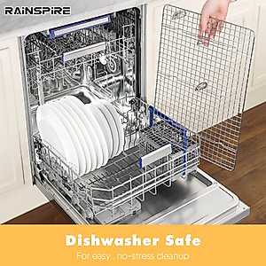 Rainspire 2-Pack Cooling Rack 10" x 15" Stainless Steel Heavy Duty Cooling Racks for Cooking and Baking Oven Safe Wire Rack for Cooking Baking Rack for Oven Cooking Fits Jelly Roll Pan