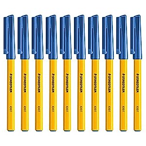 STAEDTLER Fine 0.3mm Blue 430 Stick Ballpoint Pens Writing Pen Smooth Efortless Ink Flow Regulated (Pack Of 10)