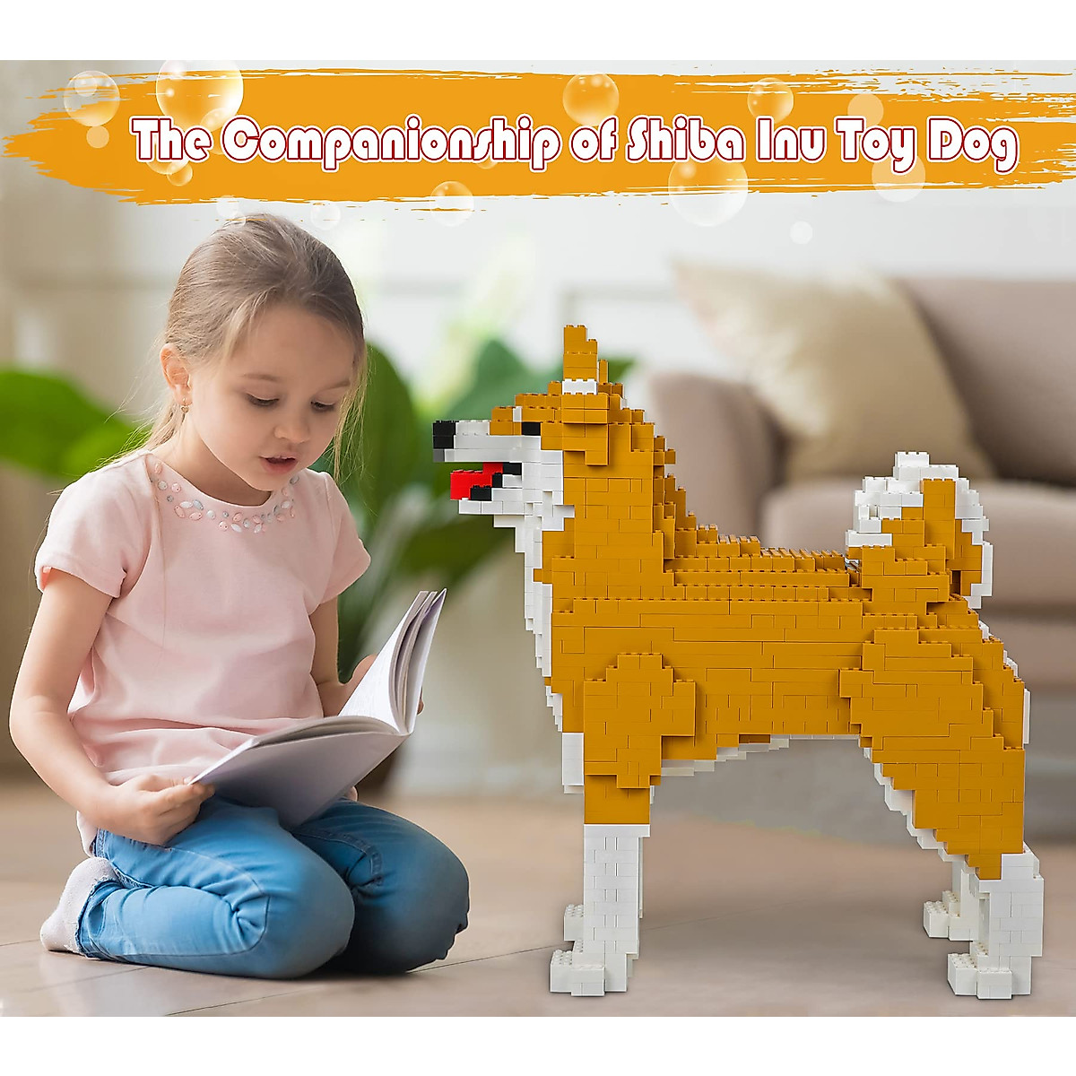 EP EXERCISE N PLAY 1512 PCS Large Dog Building Set Animals Building Blocks 1:1 Life-Size Shiba Inu Pets Toys Gifts for Kids or Adult